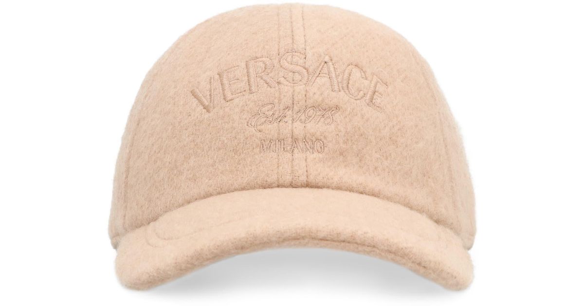 Versace Logo Baseball Cap in Natural for Men | Lyst UK