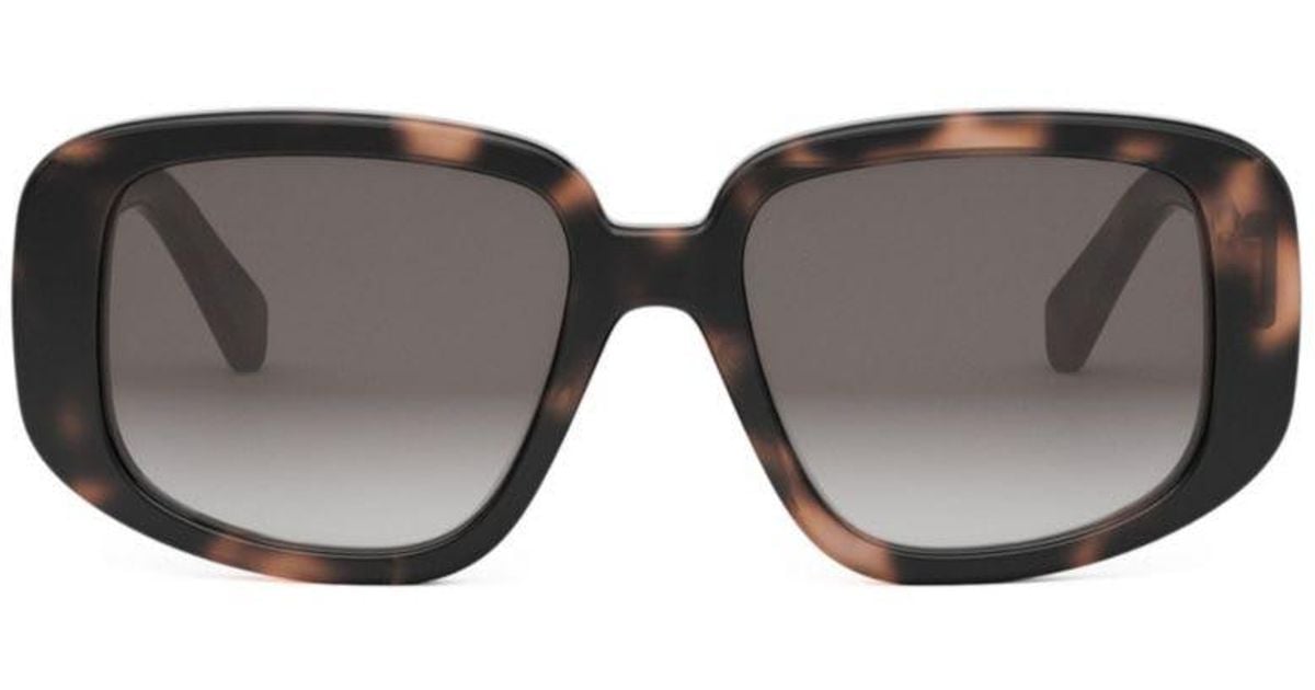 Celine Thick Square Sunglasses in Brown | Lyst