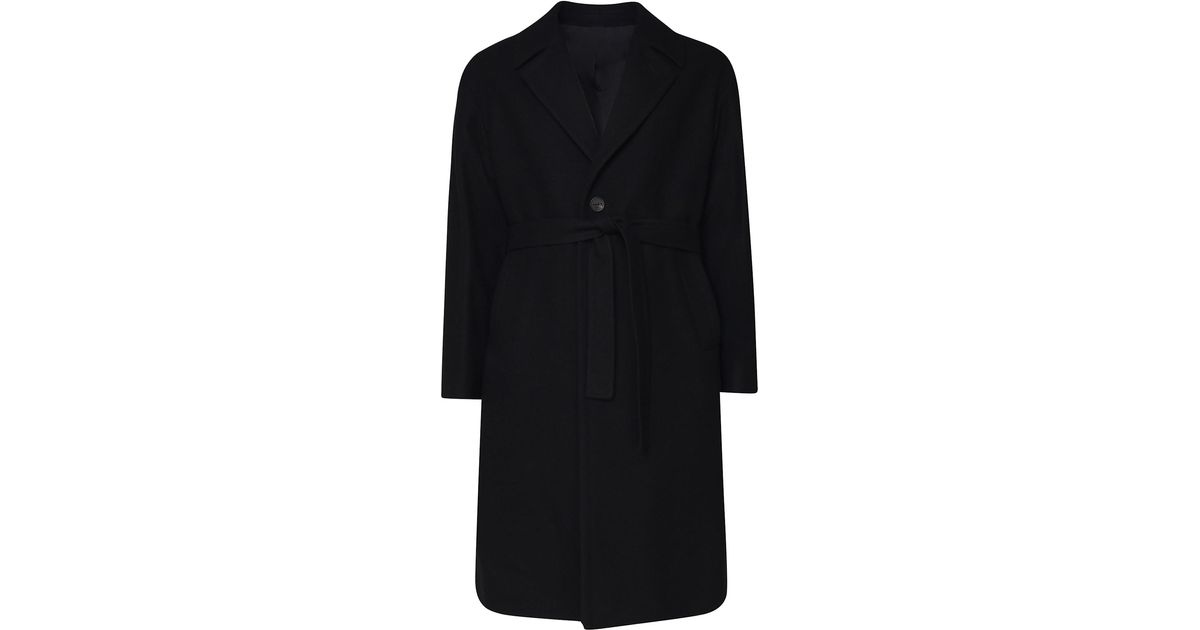 Hevò Single-Breasted Wool Overcoat in Black for Men | Lyst