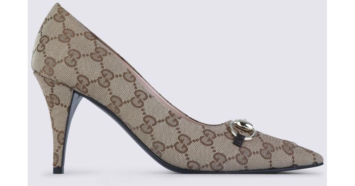 Gucci Morsetto Logo Heels in Grey | Lyst UK