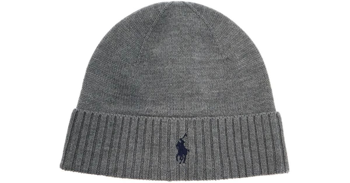 Polo Ralph Lauren Knitted Beanie Hat In in Gray for Men | Lyst