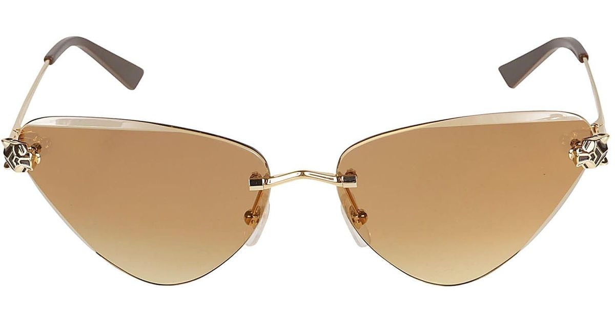 Cartier Triangle Rimless Sunglasses in Natural | Lyst UK