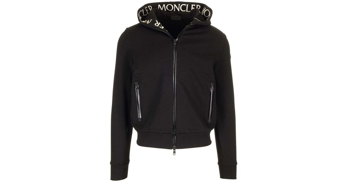 Moncler Zip-Up Hoodie With Logo in Black for Men | Lyst