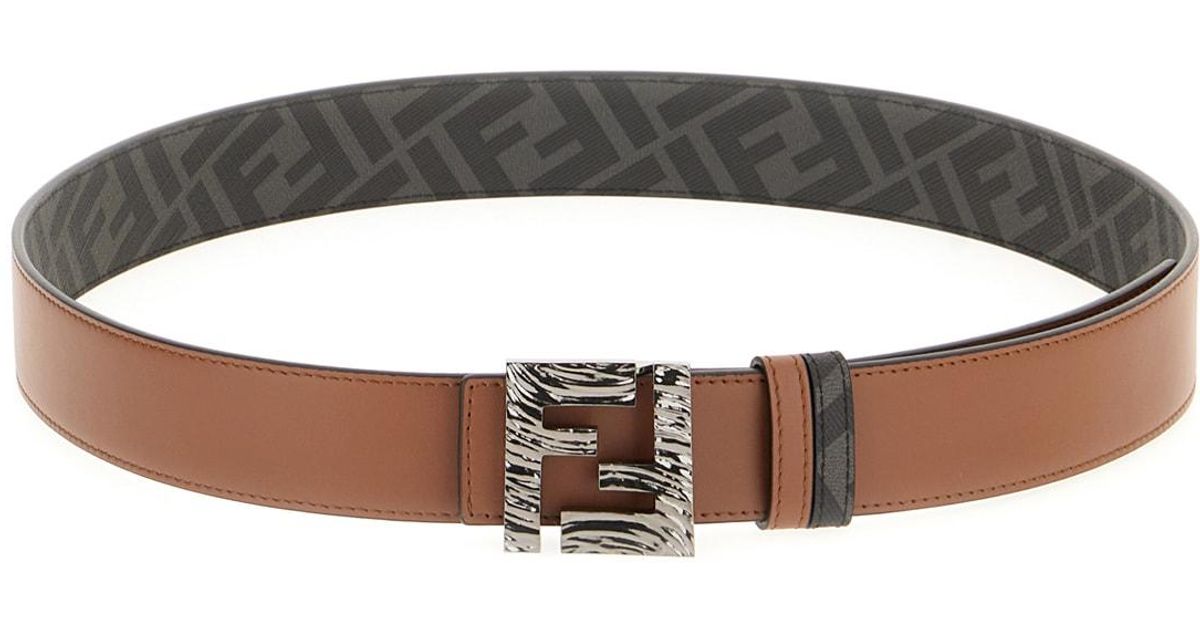 Fendi Chocolate Leather Reversible Belt for Men | Lyst UK