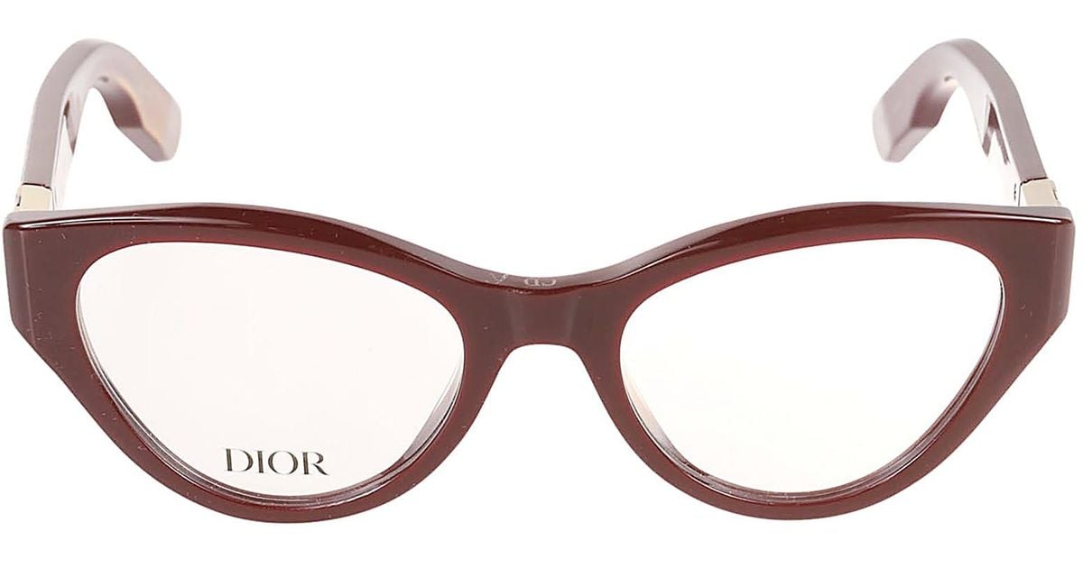 Dior Quilted Temples Logo Detail Glasses in Brown | Lyst UK