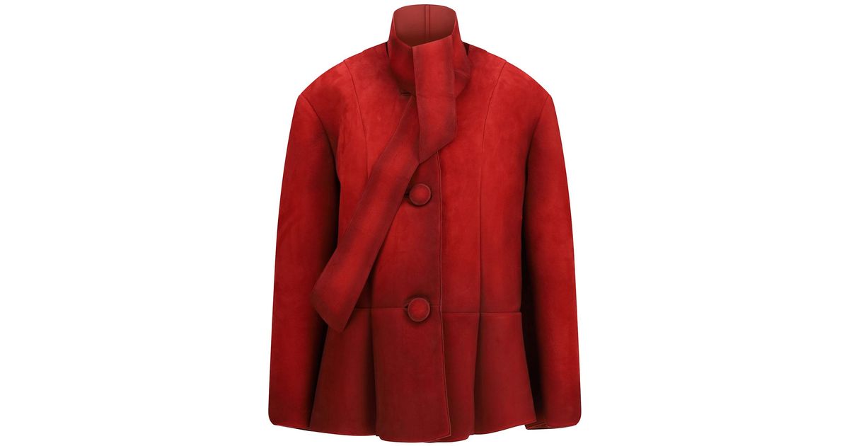 Prada Bonded Suede Jacket in Red | Lyst UK