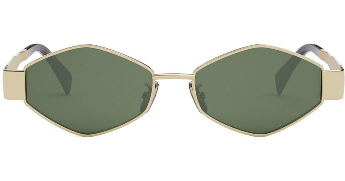 Celine Cl40254U Metal Triomphe 30N Sunglasses in Green | Lyst
