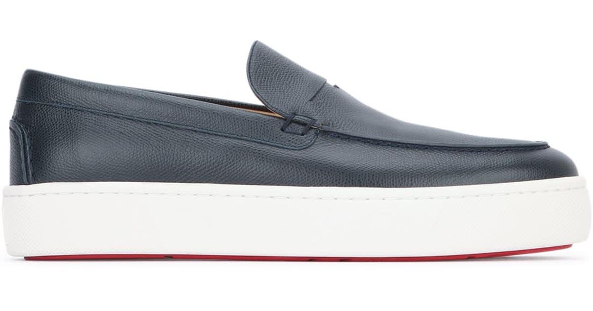Christian Louboutin Paqueboat Flat Calf Graine in Blue for Men | Lyst UK
