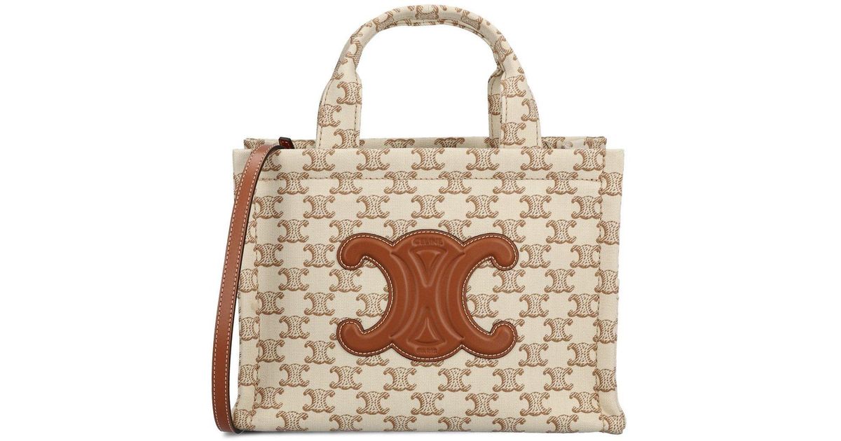 Celine Logo Patch Top Handle Bag in White | Lyst