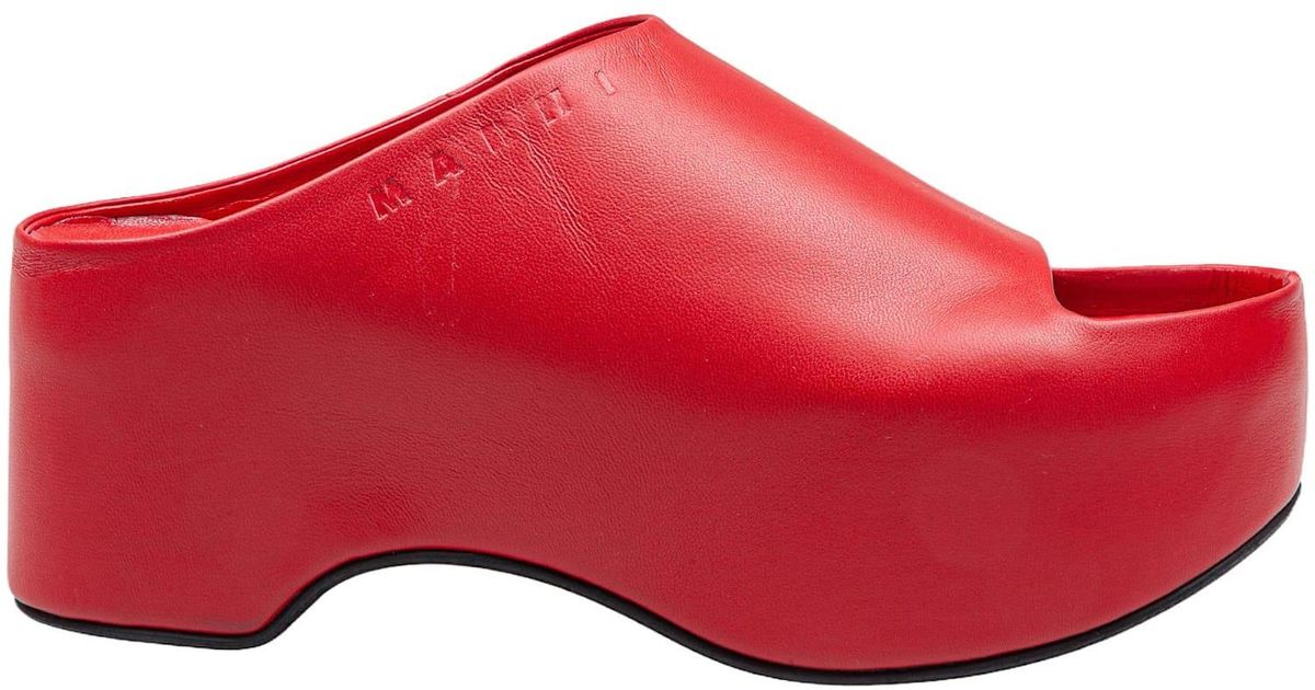 Marni Slide With Chunky Clog in Red | Lyst