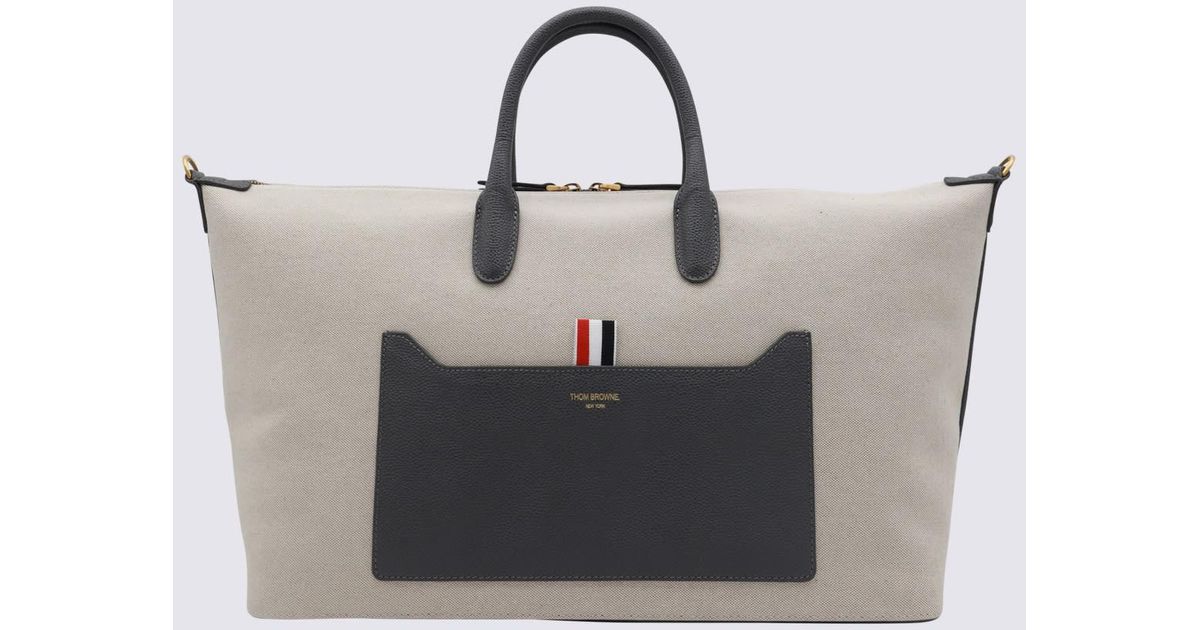 Thom Browne Grey Cotton Totes in Black | Lyst