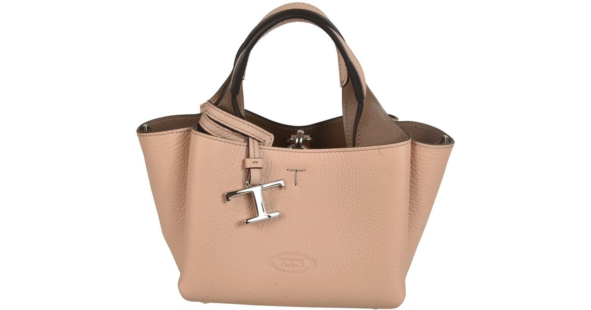 Tod's Embossed Logo Toggle Lock Tote in Natural | Lyst