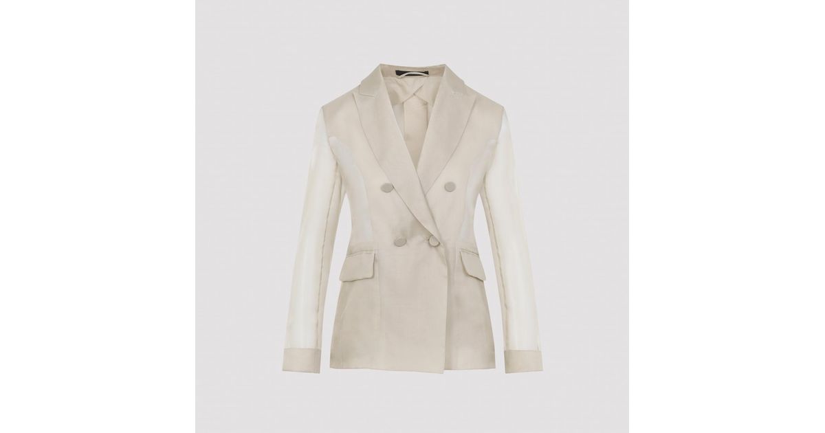 Max Mara Pianoforte Slogan Organza Jacket in Natural | Lyst