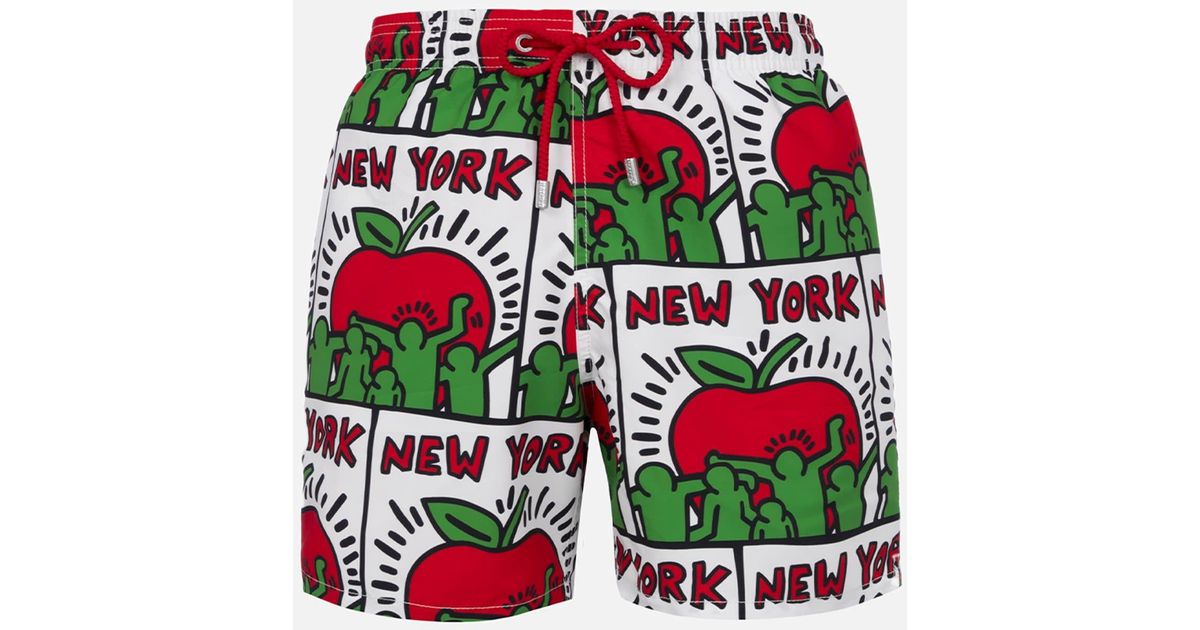 Mc2 Saint Barth Mid-Length Gustavia Swim-Shorts With Keith Haring ...