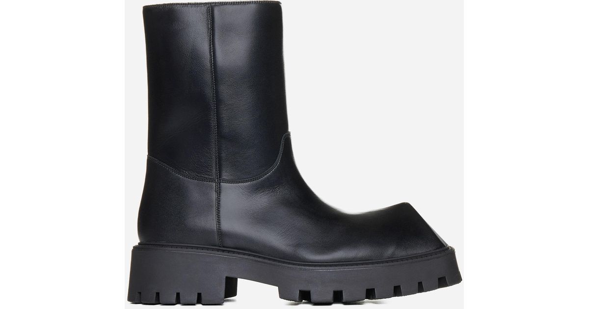 Balenciaga Rhino Leather Ankle Boots in Black for Men | Lyst