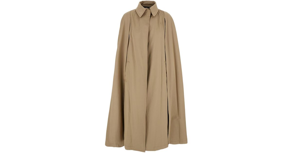 FEDERICA TOSI Cape With Collar And Hidden Closure in Natural | Lyst