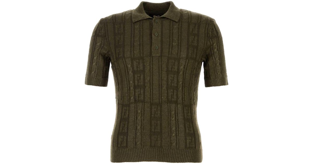 Fendi Knit Polo in Green for Men | Lyst