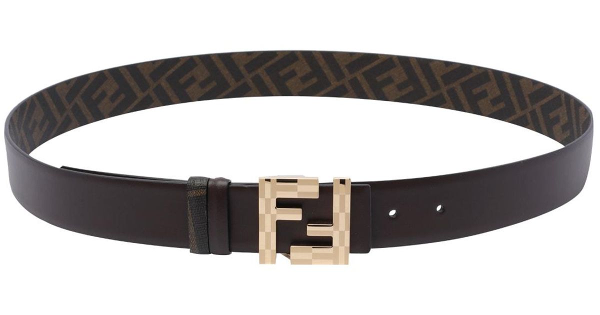Fendi Reversible Leather Belt in Black for Men | Lyst