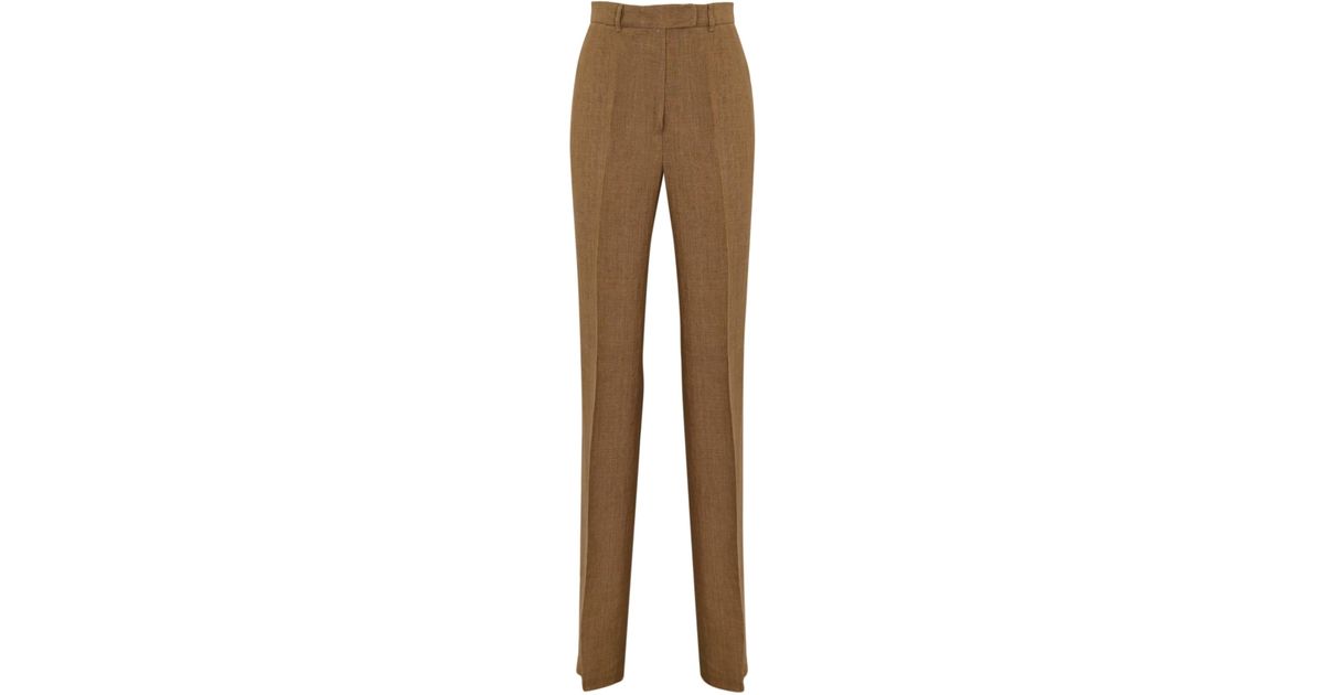 Max Mara Alcano Linen Trousers in Natural | Lyst