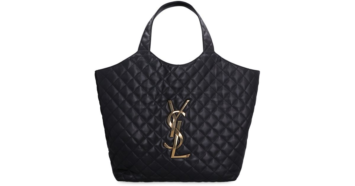 Saint Laurent Icare Leather Tote In Blue Lyst