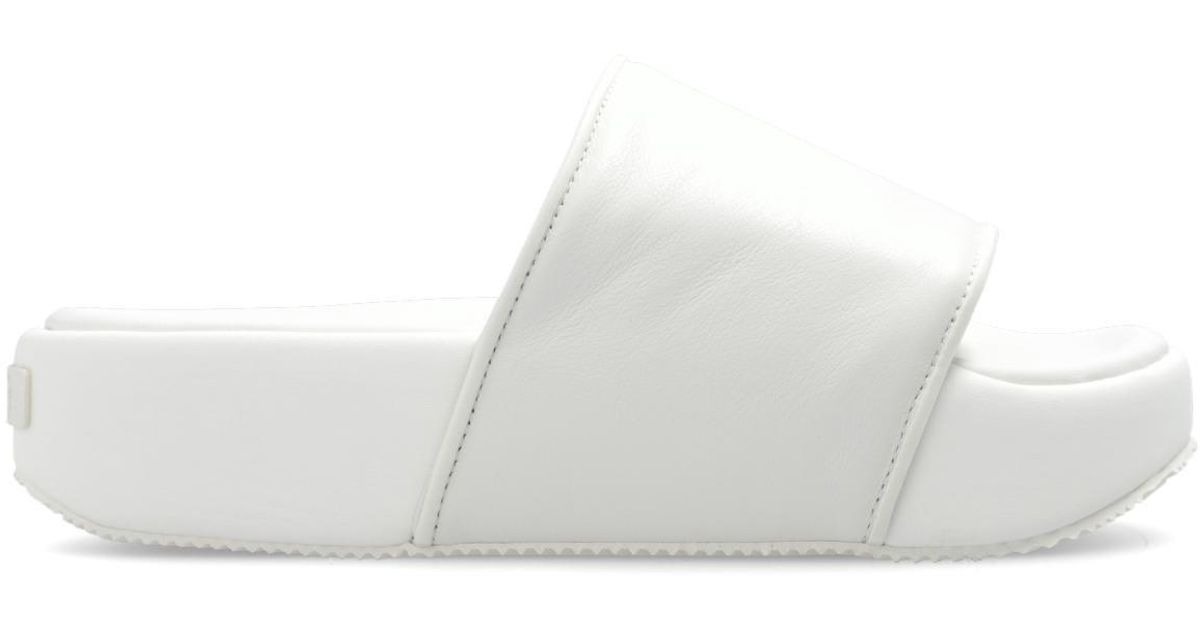 Y-3 Leather Platform Slides in White | Lyst