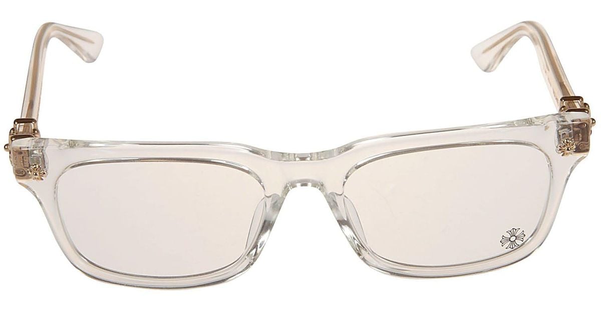 Chrome Hearts Logo Rectangle Transparent Glasses in Natural - Save 1% ...