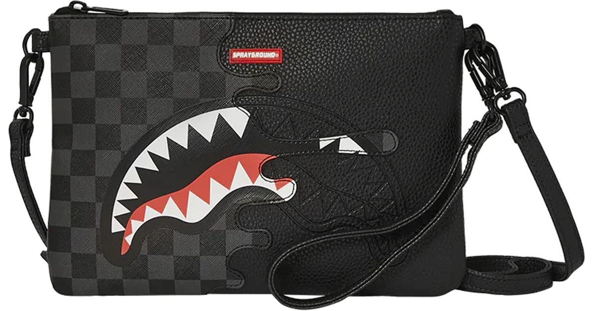 Sprayground Unfinished Shark Pochette in Black for Men | Lyst