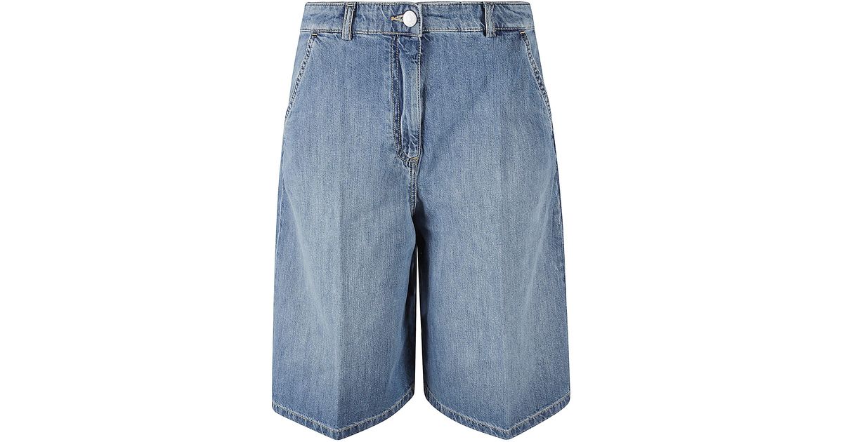 Seventy Denim Buttoned Shorts in Blue | Lyst