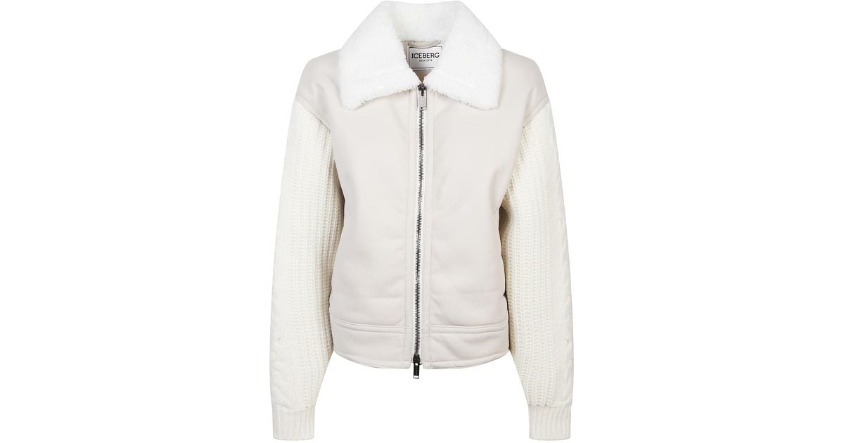 Iceberg Jacket With Faux Fur in White | Lyst UK