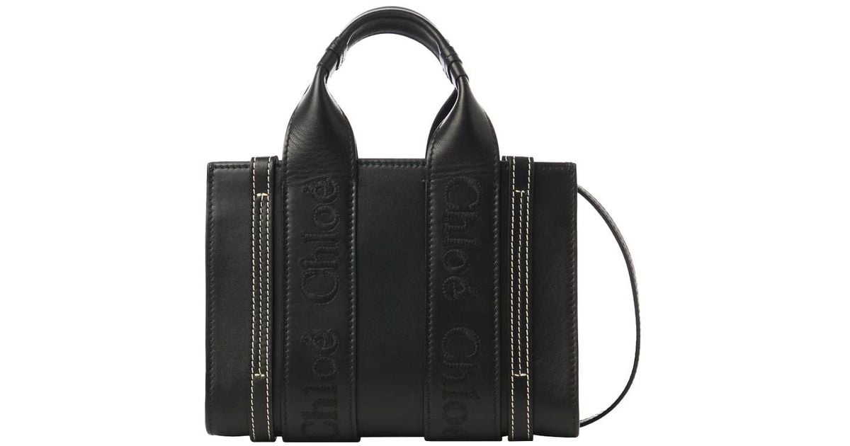 Chloé Mini Woody Tote Bag in Black | Lyst