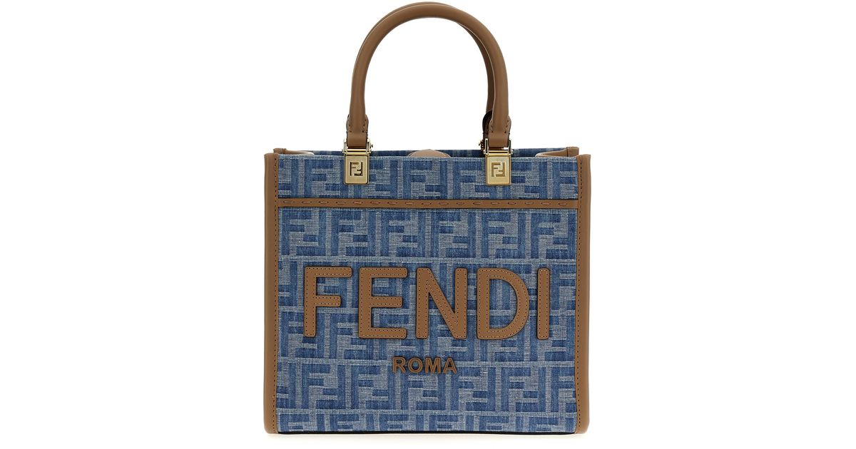 Fendi Sunshine Small Shopping Bag in Blue | Lyst