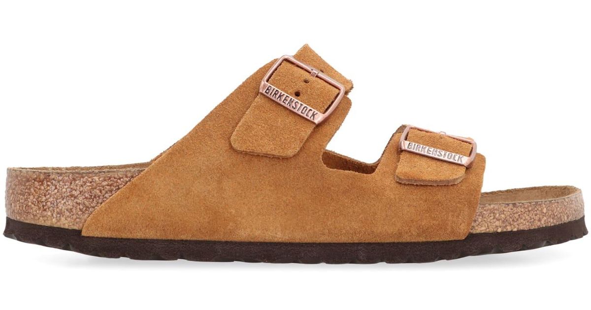 Birkenstock Arizona Suede Slides in Brown for Men | Lyst