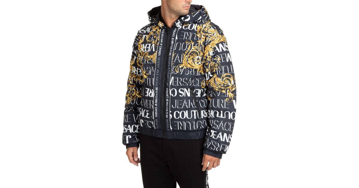 Versace Jeans Couture Logo Couture Down Jacket in Black for Men | Lyst