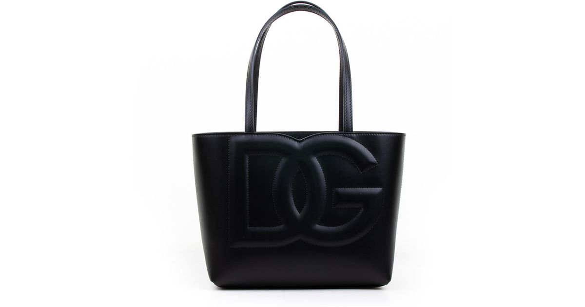 Dolce & Gabbana Dg Logo Small Calfskin Shopping Bag in Black | Lyst UK