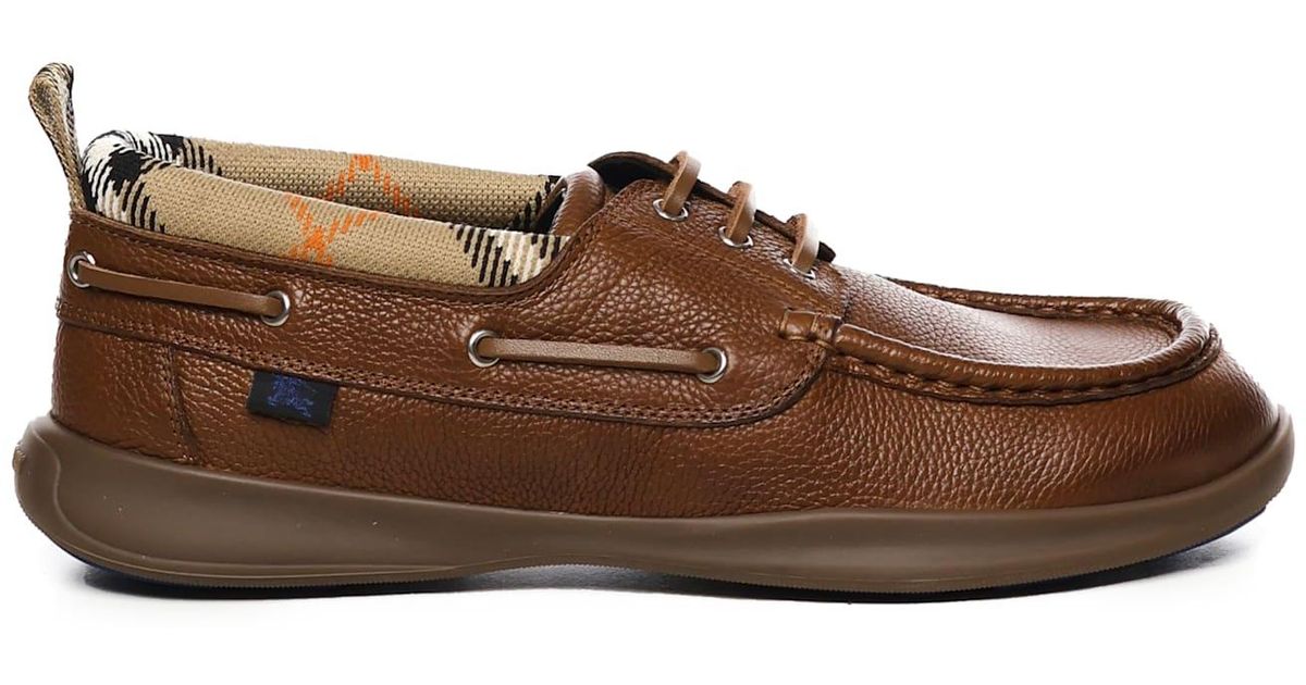 Burberry Boat Moccasins in Brown for Men | Lyst