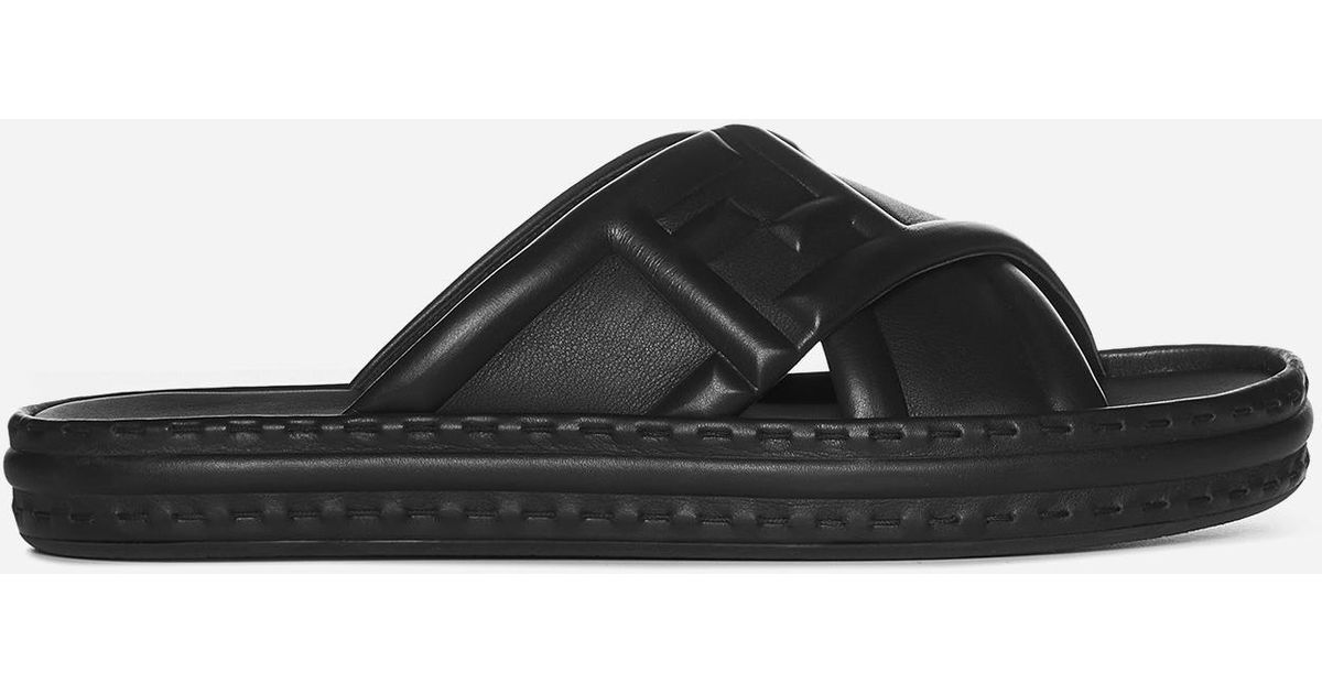 Fendi Ff Nappa Leather Sandals in White for Men | Lyst