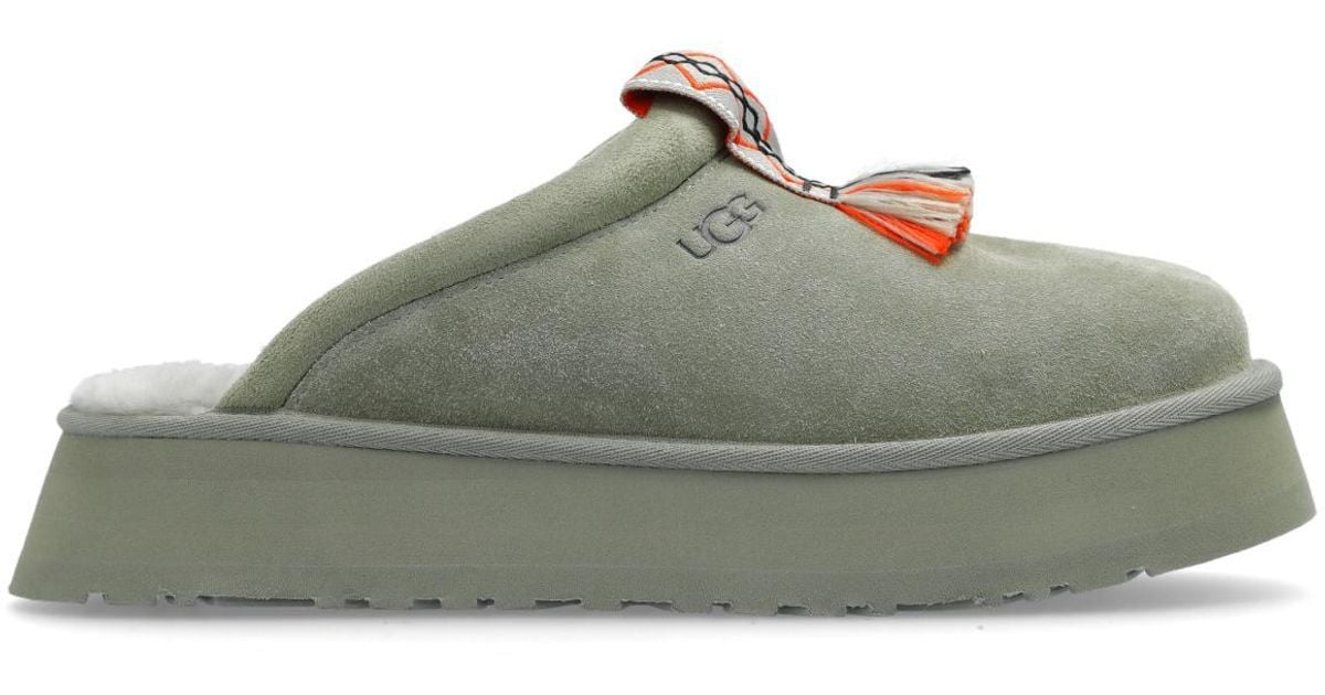 UGG Tazzle Tassel Suede Slippers in Green | Lyst