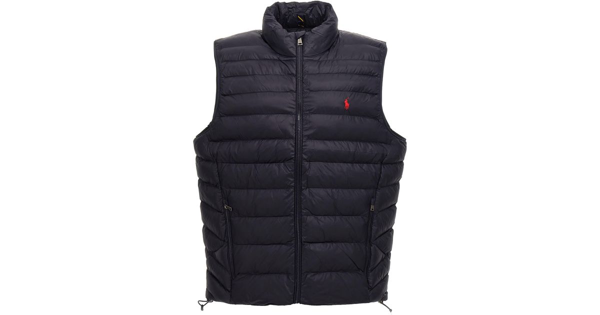 Ralph Lauren Logo Embroidery Vest in Blue for Men | Lyst