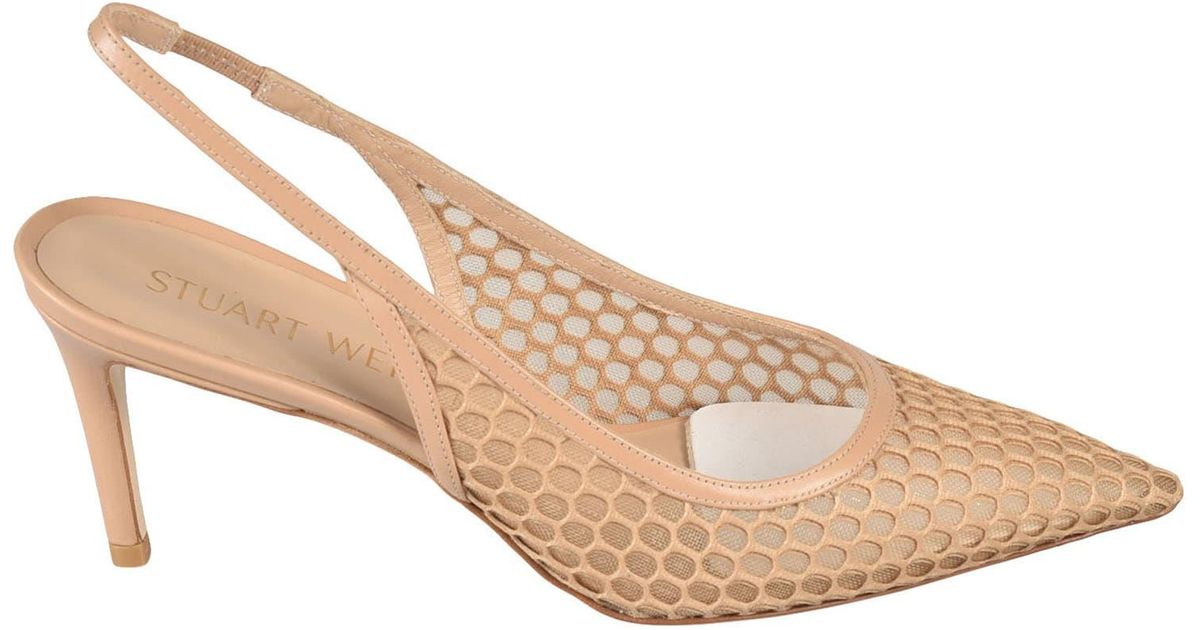 Stuart Weitzman Mesh Stuart 75 Slingback Pumps In Pink Lyst