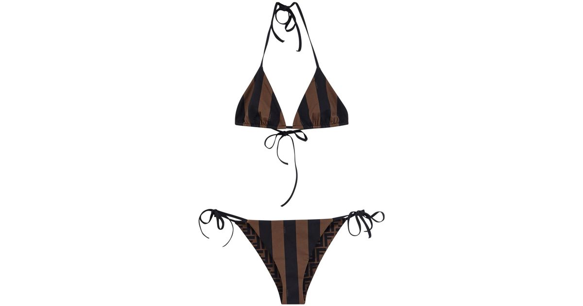 Fendi Lycra Bikini With Pequin Stripes in White | Lyst