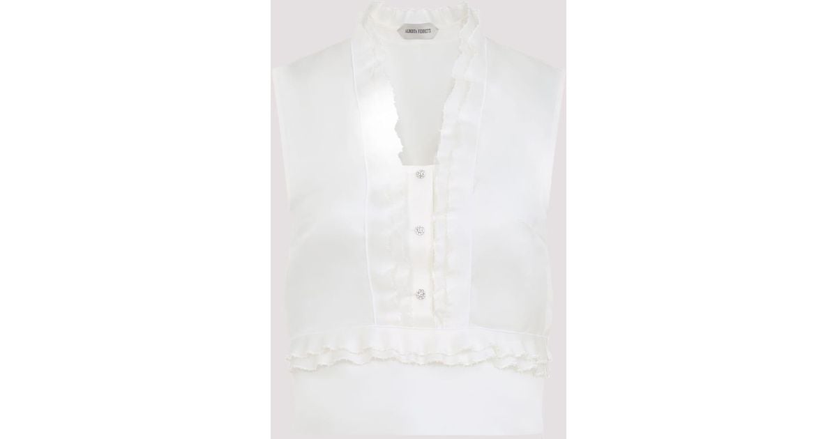 Alberta Ferretti Triple Organza Top in White | Lyst UK