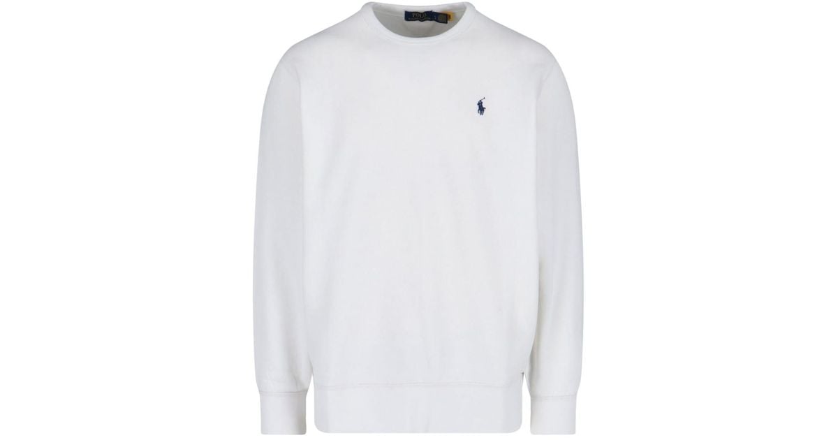 Polo Ralph Lauren Logo Sweater in White for Men | Lyst UK