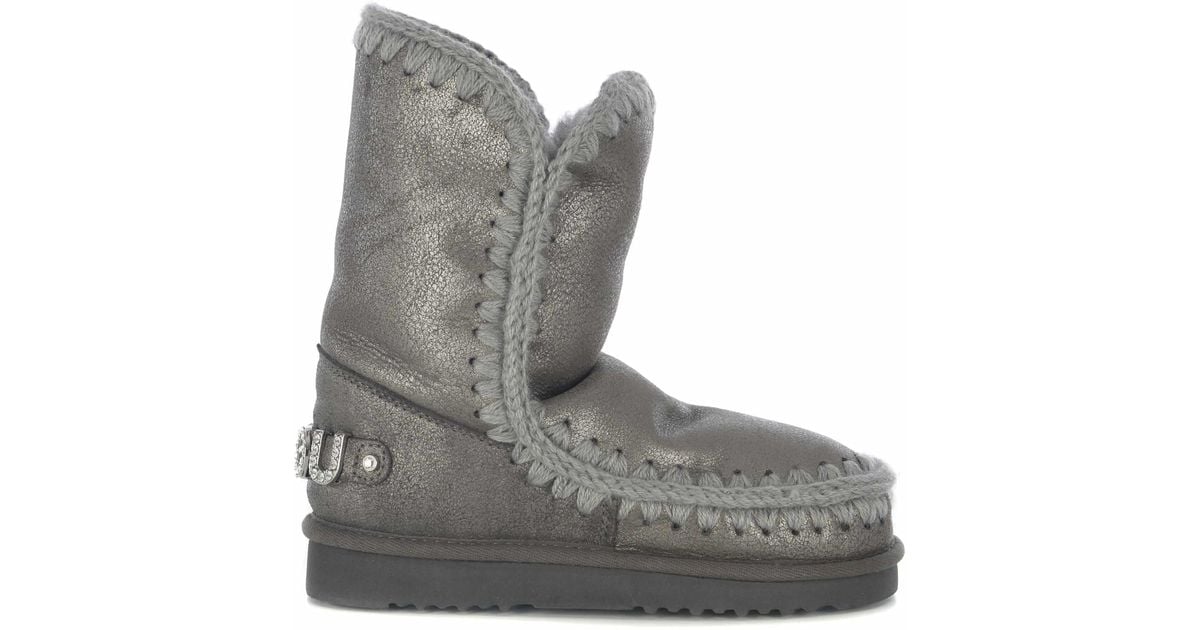 Mou Boots Eskimo24 Rhinestones Made Of Leather in Gray | Lyst