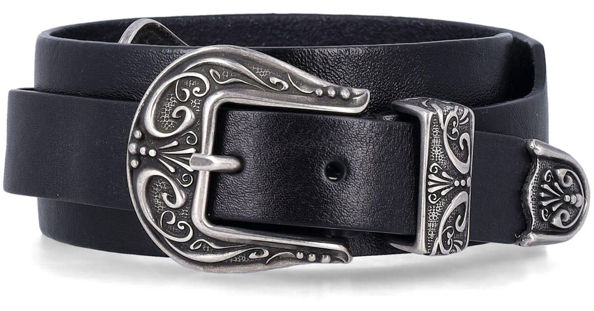 Golden Goose Washed Leather Belt With Double Buckle in Black | Lyst UK