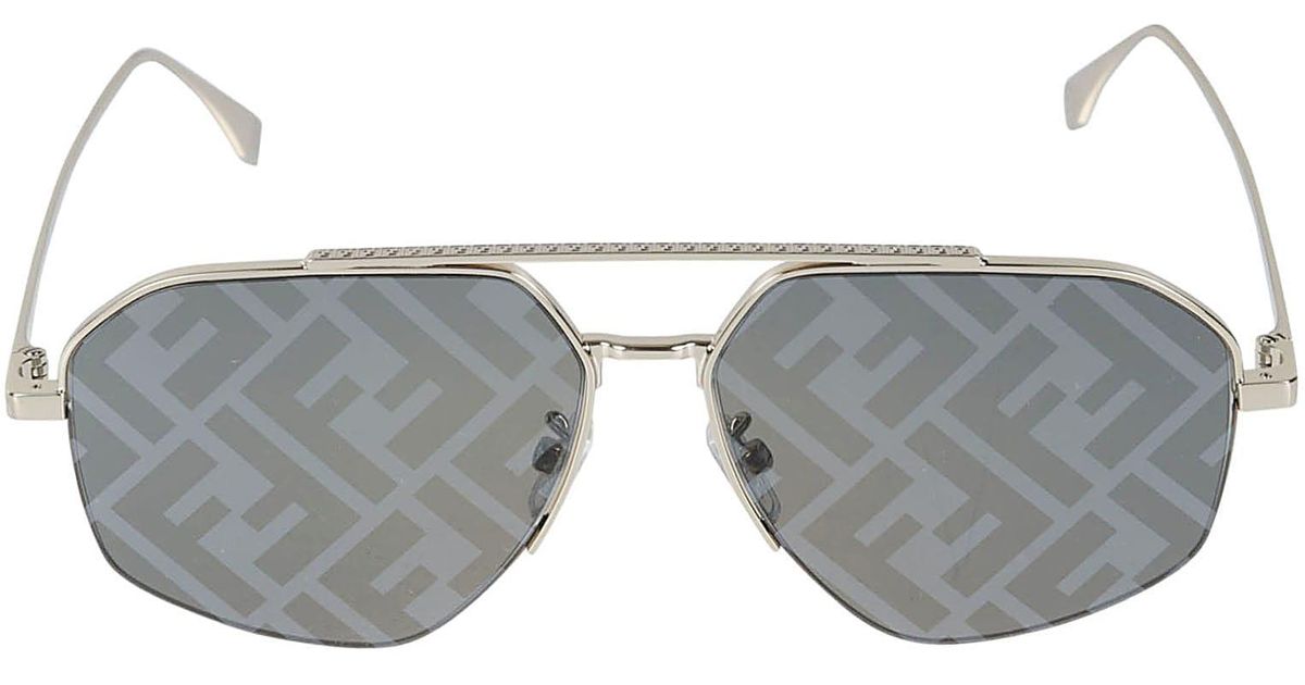 Fendi Aviator Logo Monogram Sunglasses In Gray Lyst