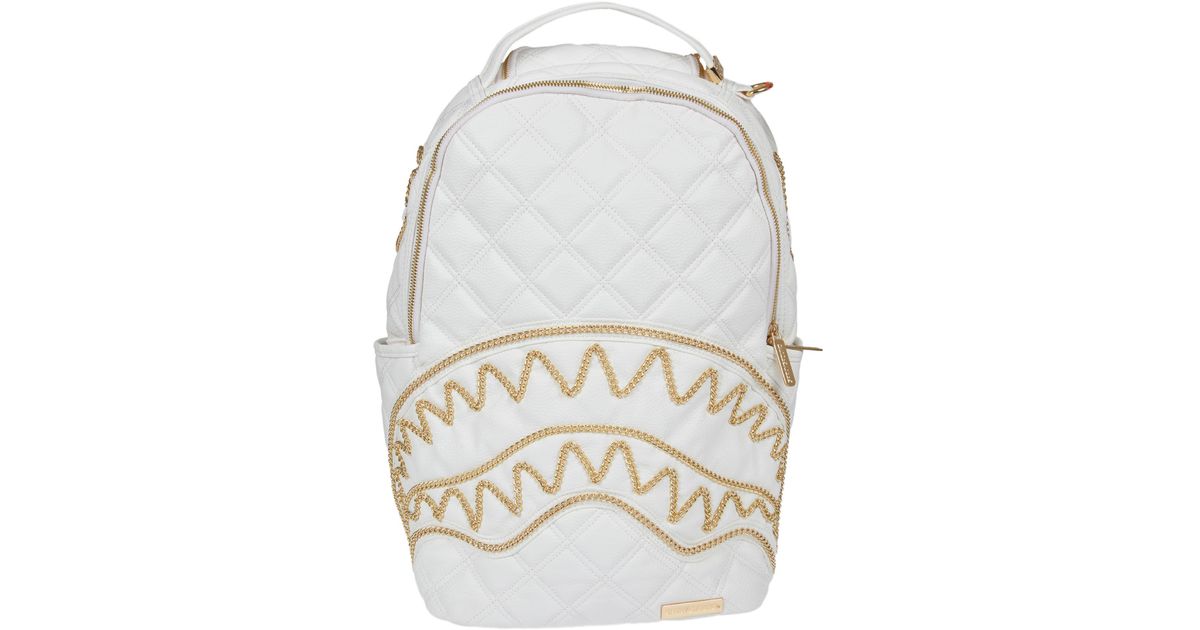 Sprayground And Gold Backpack in White | Lyst