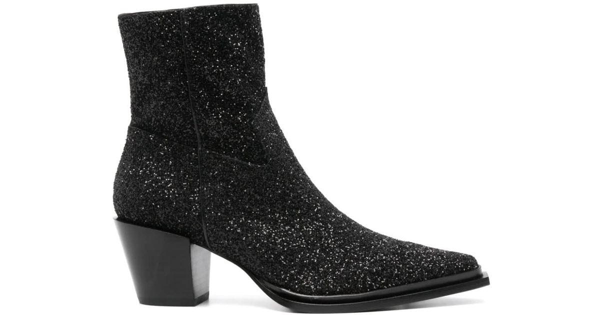 Jimmy Choo Cece Ab 60 Glittered Boots in Black | Lyst UK
