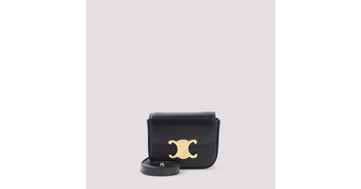 Celine Triomphe Mini Claude Shoulder Bag in Black | Lyst