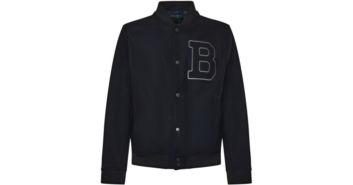 Barbour Wool Bomber Jacket in Blue for Men | Lyst UK