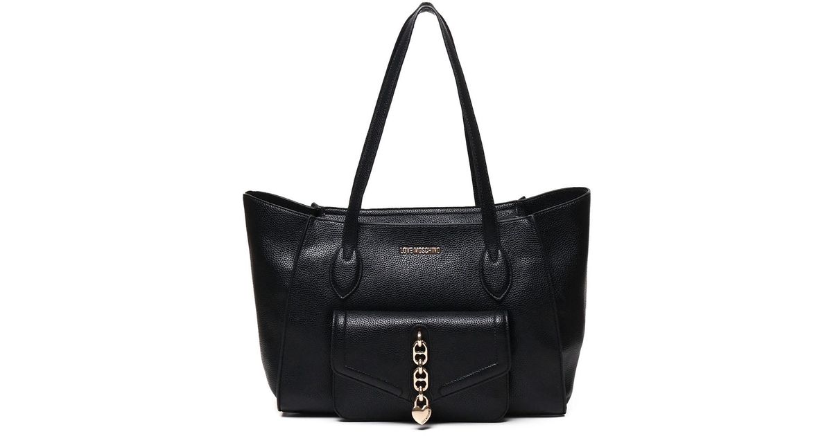 Love Moschino Hammered Texture Shopping Bag in Black | Lyst